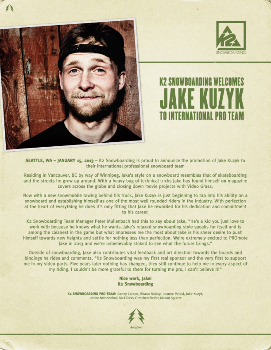 K2 Snowboarding welcomes Jake Kuzyk to pro team