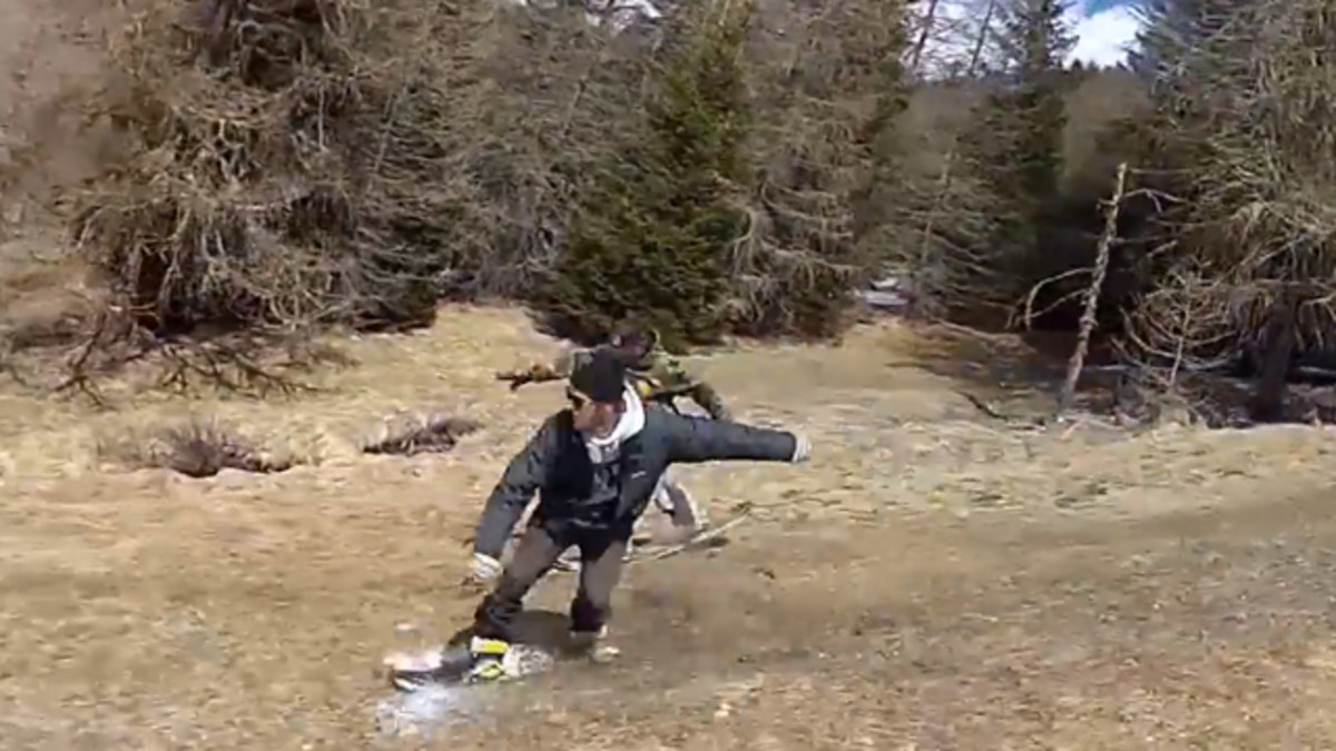Snowboarders Go Grassboarding