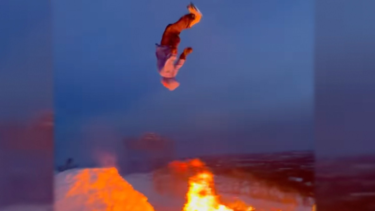 Look: Snowboarder Does Huge Backflip Over Fire