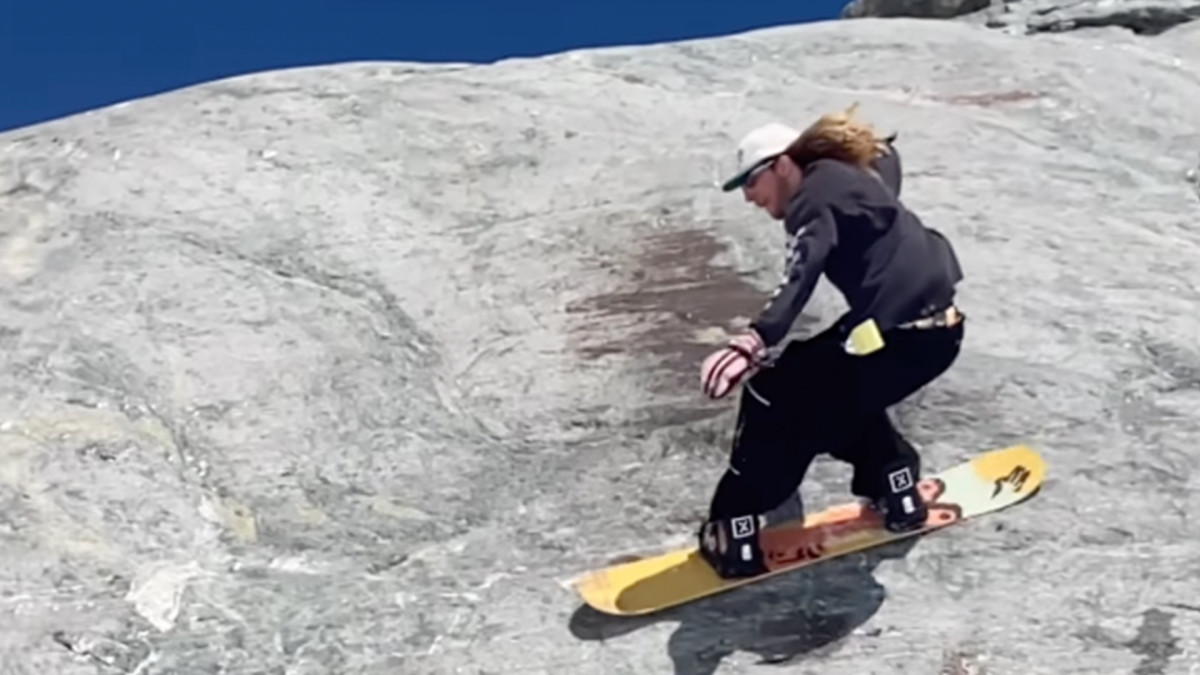 Look: Snowboarder Impresses With High-Consequence Rocksurfing Attempt