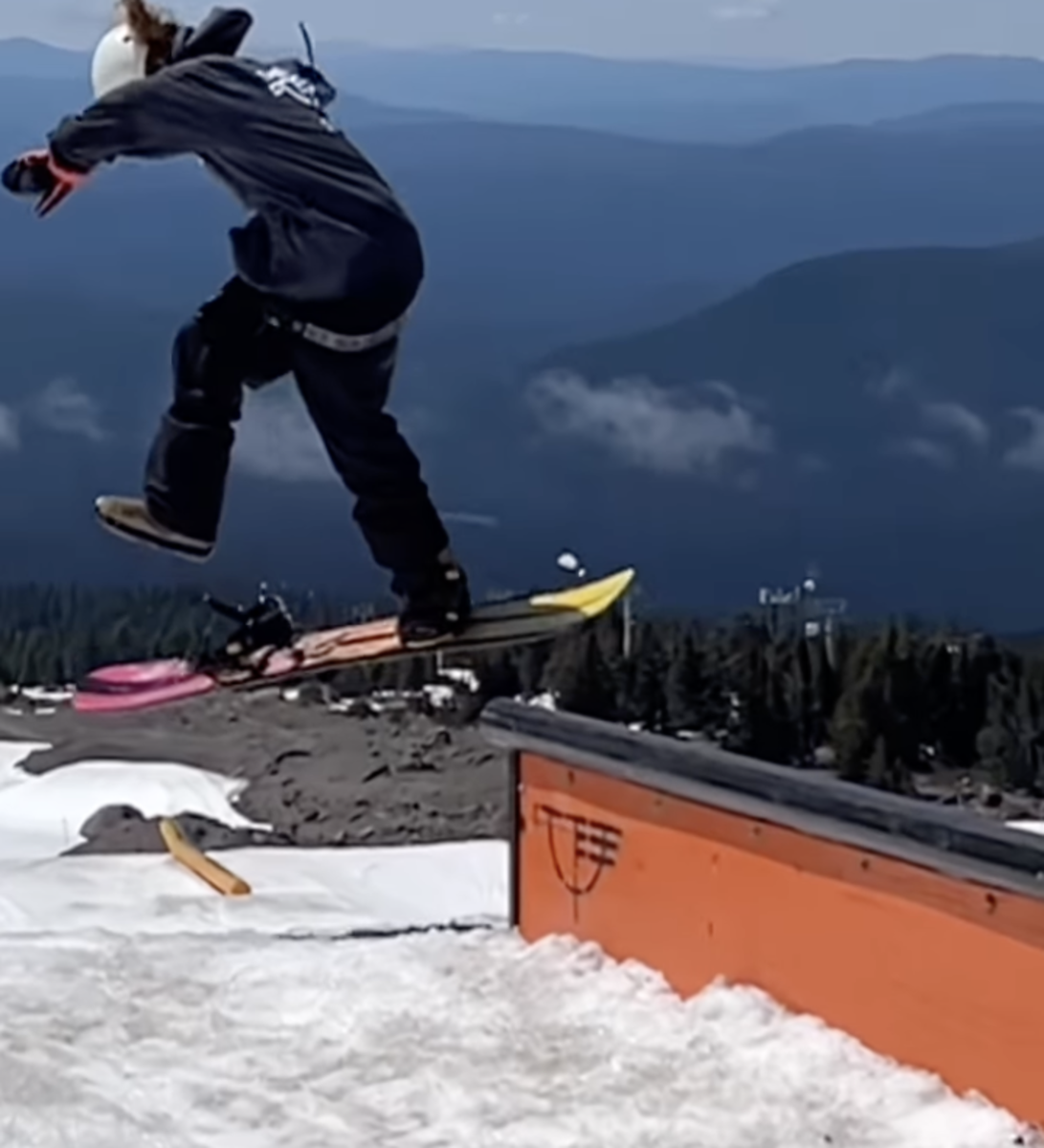 Watch: Rare One-Footed Snowboarding Trick