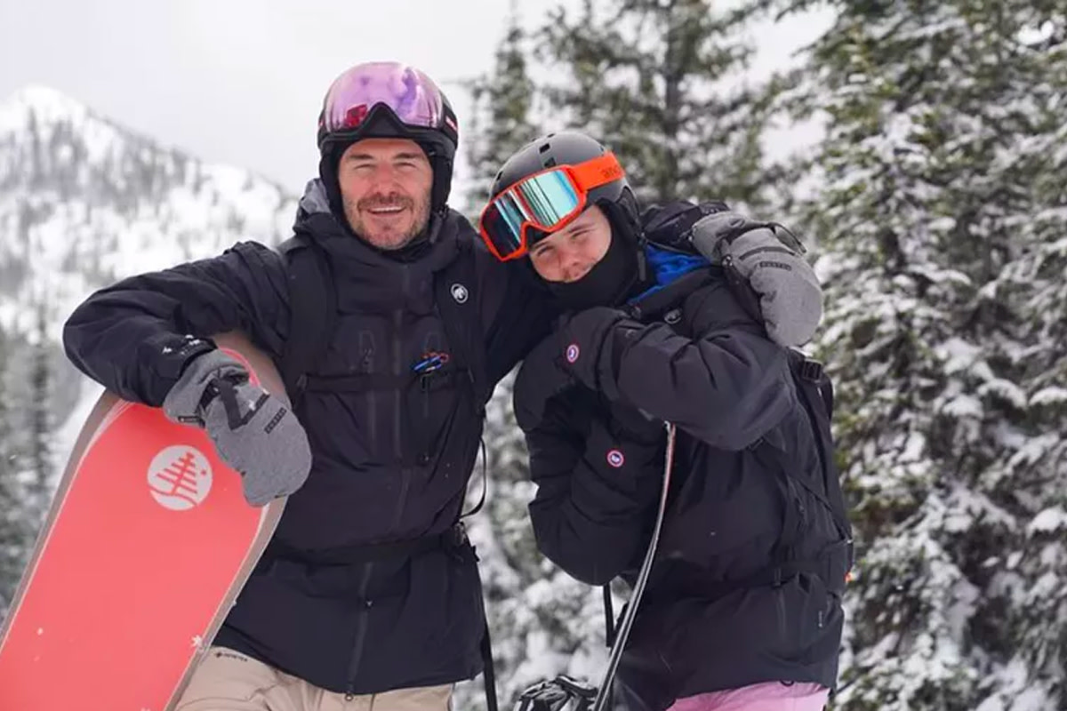 David Beckham Snowboards in Canada, Shares Powder Tumble