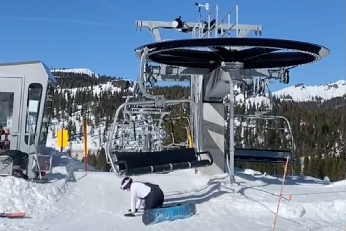 Watch: Novice Makes Rookie Mistake Getting off Chairlift and Pays the Price