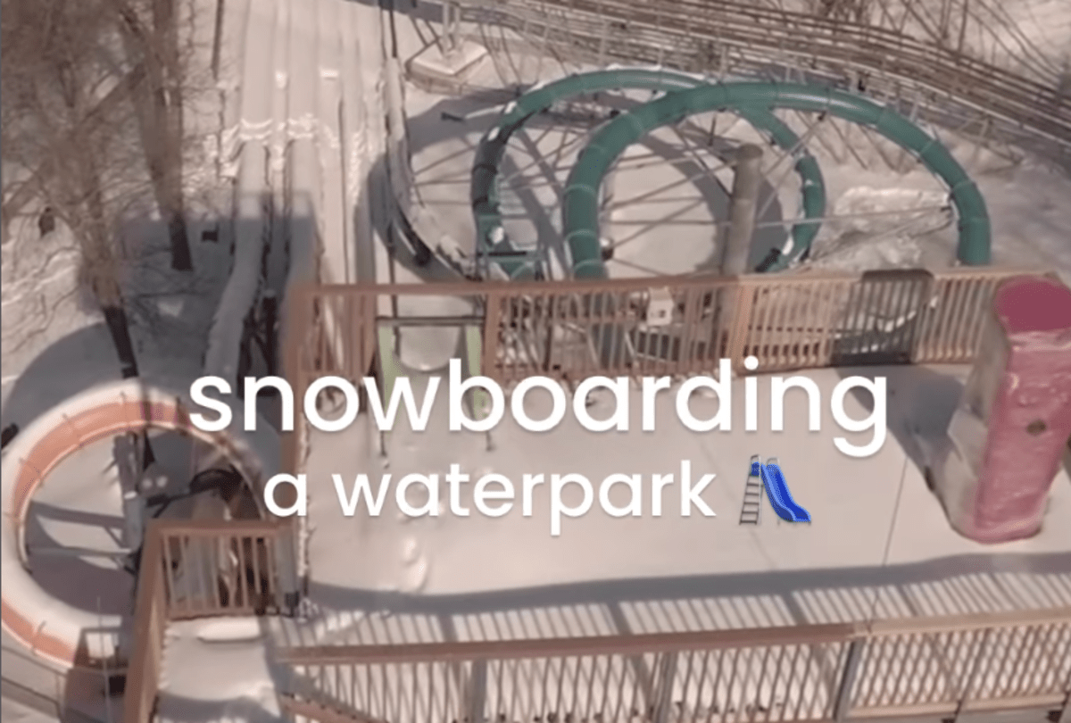 Thrill-Seekers Turn Waterpark Into Snowboard Park: This Video Captures Epic Stunts