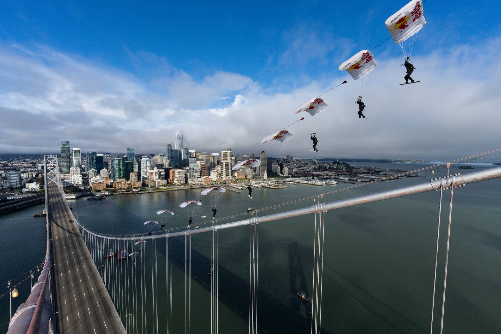 Sean MacCormac "Skysurfs" San Francisco's Bay Bridge - Snowboarder