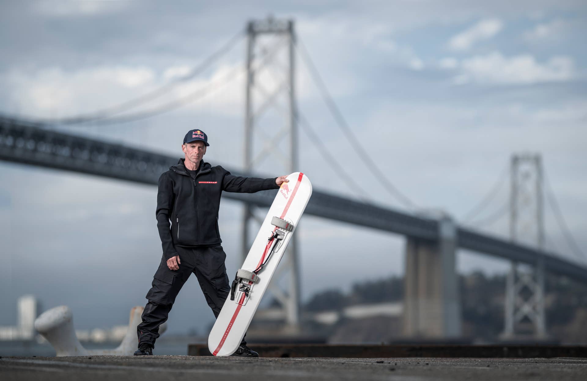 Sean MacCormac "Skysurfs" San Francisco's Bay Bridge - Snowboarder